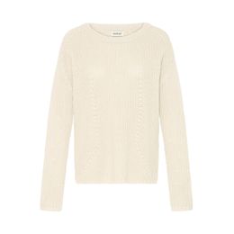 oxmo Damen Strickfleece-Pullover "Strickpullover OXKanna", wei&szlig;, Gr. M, Obermaterial: 60% Baumwolle CO. 40% Polyacryl PAN., Pullover