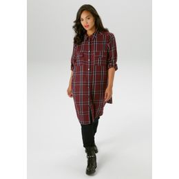 ANISTON PLUS Damen Karobluse, rot, Gr. 46, kariert, Obermaterial: 100% Baumwolle, Blusen, in trendigen Karodessin