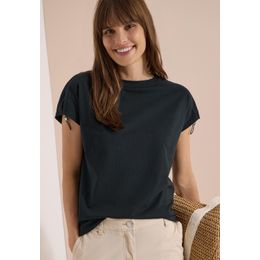 Cecil Damen T-Shirt, schwarz, Gr. L, unifarben, Jersey, Obermaterial: 100% Baumwolle, Shirts, Elastikbund, Rundhals, geraffte &Auml;rmel