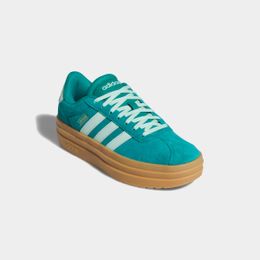 Damen Plateausneaker "VL COURT BOLD", adidas Sportswear, Gr. 42, gr&uuml;n, Leder, Synthetik, Schuhe, inspiriert vom Design des adidas gazelle bold