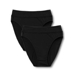 Calida Damen High-Waist-Slip "Elastic Duopack", Gr. S, schwarz, Single Jersey, Obermaterial: 94% Baumwolle, 6% Elasthan, unifarben, Unterhosen,