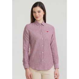 FELIX HARDY Damen Hemdbluse "Gestreiftes Langarm Hemd", rot, Gr. S, 65% Baumwolle, 35% Leinen, Blusen
