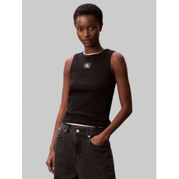 Damen Tanktop "A - WVN LBL 2X2 CTTN", schwarz, Gr. XXL, Calvin Klein Jeans, unifarben, Jersey, Obermaterial: 95% Baumwolle, 5% Elasthan, Tops, Mit