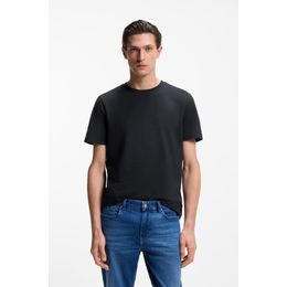BOSS Herren T-Shirt "Tiburt", schwarz, Gr. S, unifarben, Piqu&eacute;, Obermaterial: 75% Baumwolle, 25% Polyester, Shirts, mit Jacquard-Struktur, regular fit