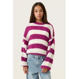 Garcia M&auml;dchen Rundhalspullover, lila, Gr. 164, gestreift, Strick, Obermaterial: 72% Polyacryl, 22% Polyester, 6% Polyamid, Pullover