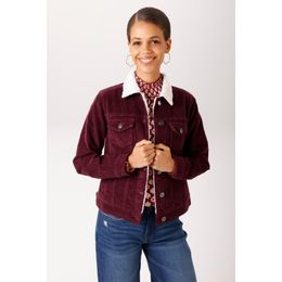 Aniston CASUAL Damen Cordjacke, rot, Gr. 46, unifarben mit Farbeinsatz, Cord, Obermaterial: 100% Baumwolle. Futter: 100% Polyester, Jacken, mit