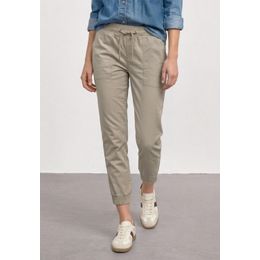 Street One Damen Jogger Pants, beige, Gr. 46, unifarben, Web, 98% Baumwolle, 2% Elasthan, Hosen, aus Baumwolle mit Stretchanteil