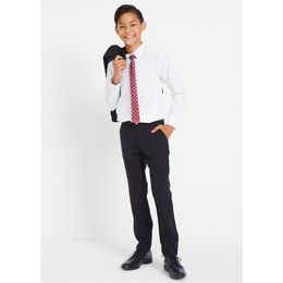 bonprix Jungen Anzug, schwarz, festlich, Gr. 134, mehrfarbig, unifarben, Web, Obermaterial: 100% Baumwolle, Anz&uuml;ge, bestehend aus Hose mit