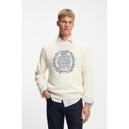 BOSS Orange Herren Strickpullover "Kerbert", beige, Gr. L, unifarben, Strick, Obermaterial: 48% Wolle, 40% Baumwolle, 12% Polyamid, Pullover, Regular