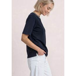 Street One Damen T-Shirtschwarzest blau, Gr. 46, unifarben, Stoff, 95% Viskose, 5% Elasthan, Shirts, mit Kontrastdetail