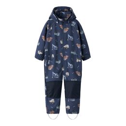 name it Kinder Overall "NMMALFA08 SOFTSHELL SUIT AOP 1FO NOOS", blau, Gr. 110, bedruckt, Softshell, Obermaterial: 94% Polyester, 6% Elasthan,