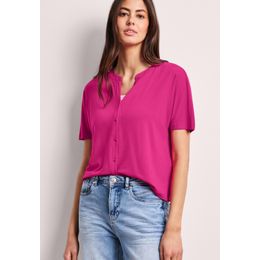 Street One Damen Tunikashirt, pink, Gr. 40, unifarben, Stoff, 95% Viskose, 5% Elasthan, Shirts, mit geschlitztem Rundhalsausschnitt