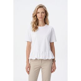 RICHROYAL Damen T-Shirt, wei&szlig;, Gr. XL, unifarben, Single Jersey, Obermaterial: 100% Baumwolle, Shirts, mit tollem Volant, aus reiner Baumwolle