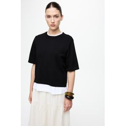Vila Damen Kurzarmpullover "VIMALU O-NECK 2/4 KNIT TOP-NOOS", schwarz, Gr. XS, unifarben, Strick, Obermaterial: 50% Polyester, 30% Viskose, 20%