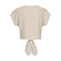 CLOUD 5IVE Damen Muskelshirt "CLOUD 5IVE Musselin Top with knot detail", beige, Gr. XL, bedruckt, 95% Polyester, 5% Elasthan, Shirts