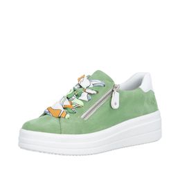 Remonte Damen Plateausneaker, Gr. 37, gr&uuml;n, Veloursleder, unifarben mit Farbeinsatz, Schuhe, Freizeitschuh, Halbschuh, Schn&uuml;rer mit Wechselfu&szlig;bett