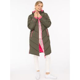 Zwillingsherz Damen Steppmantel ""Happy Vibes"", gr&uuml;n, Gr. XL, kontrastfarbene Details, unifarben, Canvas, Obermaterial: 100% Polyester, M&auml;ntel,