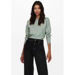 Only Damen Rundhalspullover "ONLRICA LIFE L/S PULLOVER KNT NOOS", gr&uuml;n, Gr. L, meliert, Strick, Obermaterial: 93% Polyester, 4% Nylon, 3% Elasthan,