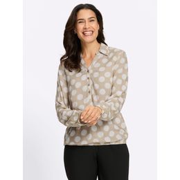 Inspirationen Damen Druckbluse, beige, Gr. 36, gemustert, gepunktet, 100% Viskose, Blusen