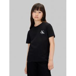 M&auml;dchen T-Shirt, schwarz, Gr. 12, Calvin Klein Jeans, unifarben, Single Jersey, Obermaterial: 100% Baumwolle, Shirts, f&uuml;r Kinder bis 16 Jahre,