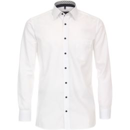 Casamoda Herren Businesshemd "Businesshemd", wei&szlig;, Gr. 41, unifarben, Web, Obermaterial: 100% Baumwolle, Hemden, mit kontrastfarbenen Kn&ouml;pfen und