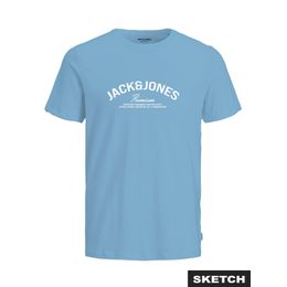 Jack & Jones JACK & JONES Herren T-Shirt "JPRBLATOMMY SS TEE FST"chambray blau, Gr. XS, bedruckt, Jersey, Obermaterial: 100% Baumwolle, Shirts, mit Logo Schriftzug