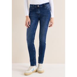 Cecil Damen Slim-fit-Jeans, blau, Gr. 33, unifarben, Jeans, 83% Baumwolle, 15% Polyester, 2% Elasthan, Jeans, Middle Waist