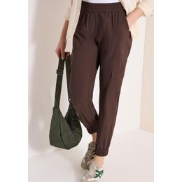 Cecil Damen Cargohose, braun, Gr. XL, unifarben, Web, 66% Baumwolle, 30% Polyester, 4% Elasthan, Hosen, im Loose Fit