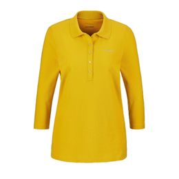 GOLDNER Damen Poloshirt "Baumwollshirt mit Glanzakzenten", gelb, Gr. 46, Obermaterial: 94% Baumwolle CO. 6% Elasthan EL., Shirts, Ohne
