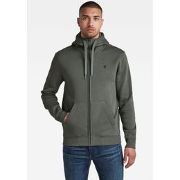 G-Star Raw G-STAR Herren Kapuzensweatjacke "Premium Basic Hooded Zip Sweater", grau, Gr. S, unifarben, angeraute Sweatware, Obermaterial: 55% Baumwolle, 45%