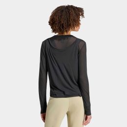 Damen Langarmshirt "SOFT LUX LONGSLEEVE, TRANSPARENT"schwarz, Gr. S, adidas Sportswear, Obermaterial: 80% Polyester, 20% Lyocell, Shirts