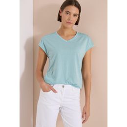 Cecil Damen T-Shirt, blau, Gr. XL, gebl&uuml;mt, Web, 50% Baumwolle, 50% Polyester, Shirts, im soften Baumwoll-Mix