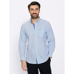 Marco Donati Herren Langarmhemd, blau, Gr. 41, meliert, 100% Baumwolle, Hemden