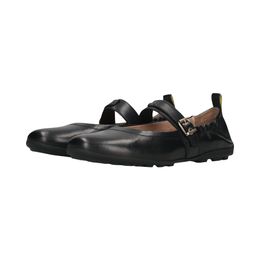 Salamander Damen Ballerina, Gr. 37, schwarz, Glattleder, Basic, Schuhe, Halbschuh mit Klettverschluss mit aufgesetztem Riemchen