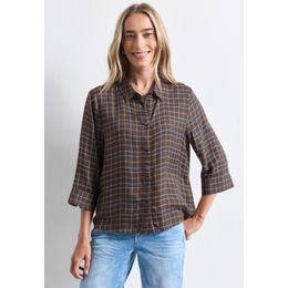 Street One Damen Hemdbluse, braun, Gr. 40, kariert, Stoff, 100% Viskose, Blusen, mit Knopfleiste