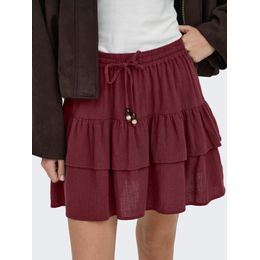 Only Damen Minirock "ONLSWAR STRING SHORT SKIRT WVN"tawny port, Gr. L, unifarben, Web, Obermaterial: 100% Baumwolle, R&ouml;cke, Baumwolle