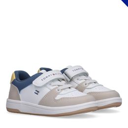 Tommy Hilfiger M&auml;dchen Sneaker, Gr. 27, wei&szlig;, Lederimitat, Schuhe, Jungenschuh, Skaterschuh, Klettschuh im Retro Look