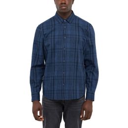 Mustang Herren Langarmhemd "Herren Style Elmore"blau 12933, Gr. L, kariert, Web, 100% Baumwolle, Hemden