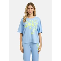 Milano Italy Damen Sweaterblau, Gr. L, bedruckt, Sweatware, Material: 60% Viskose, 35% Polyamid, 5% Elasthan, Sweatshirts, mit Pailletten