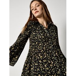Apricot Damen Chiffonbluse "Abstraktes Chiffon-Plissee-Shirt mit Tierprint", schwarz, Gr. 40, gewebt, Obermaterial: 100% Polyester PES., Blusen,