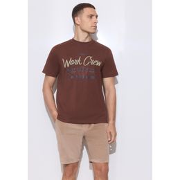 Street One MEN Herren T-Shirt, braun, Gr. XL, unifarben, Web, 100% Baumwolle, Shirts, aus reiner Baumwolle
