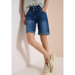 Cecil Damen Jeansshorts "Style Scarlett", blau, Gr. 30, Web, Obermaterial: 78% Baumwolle, 20% Polyester, 2% Elasthan. Futter: 52% Polyester, 48%