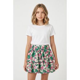name it M&auml;dchen Volantrock "NKFVINAYA SKIRT FFF NOOS", bunt, Gr. 158, bedruckt, Web, Obermaterial: 98% Polyester, 2% Elasthan, R&ouml;cke, Kunstfaser,
