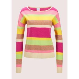 Madeleine Mode MADELEINE Damen Longpullover "Pullover Streifenpullover aus Kaschmir, Langarm", orange, Modern, Gr. 48, Obermaterial: 100% Kaschmir WS., Pullover