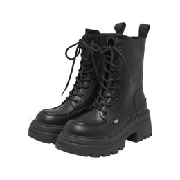 Buffalo Damen Stiefel "Buffalo ZAVEN LACE UP MID - VEGAN NAPPA", Gr. 38, schwarz, Polyurethan, unifarben, Schuhe