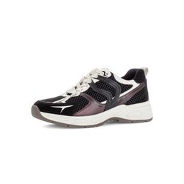 Gabor Damen Keilsneaker, Gr. 38,5, schwarz, Glattleder, Textil, Veloursleder, Schuhe, Freizeitschuh, Halbschuh, Schn&uuml;rer mit Kontrastbes&auml;tzen, H-Weite