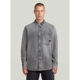 G-Star Raw G-STAR Herren Langarmshirt "Regular 1-Pocket Shirt", grau, Gr. XXL, Obermaterial: 60% Baumwolle, 40% Baumwolle, Shirts