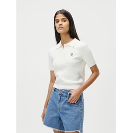LEGER Damen Poloshirt "Manolja, LeGer by Lena Gercke", wei&szlig;, Gr. 38, unifarben, Feinstrick, Obermaterial: 49% Viskose, 33% Baumwolle, 18% Polyamid,