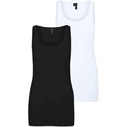 V&eacute;ro Moda VERO MODA Damen Tanktop "VMMAXI MY SOFT LONG TANK TOP 2-PACK", schwarz-wei&szlig;, Gr. XL, unifarben, Jersey, Obermaterial: 95% Baumwolle, 5% Elasthan, Tops