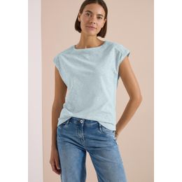 Cecil Damen T-Shirt, blau, Gr. M, Jersey, Obermaterial: 100% Baumwolle, Shirts, U-Boot-Ausschnitt, Garment-Dye Optik